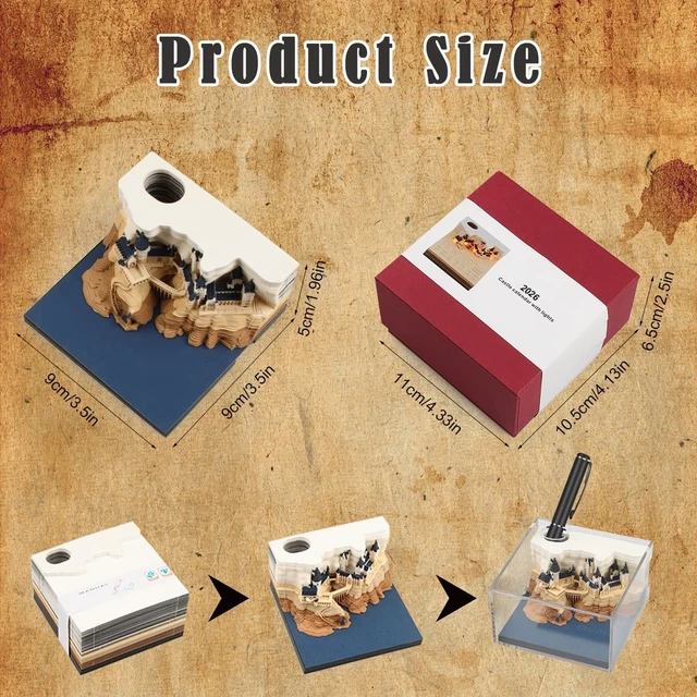 2026 3D DESK Calendar Notepad, Tear Off 2026 with Light and Black £25. ...