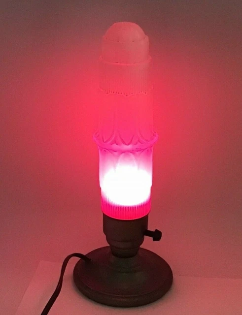 VTG WHITE FROSTED Glass Art Deco PHALLIC Bullet Boudoir Bedroom Lamp ...