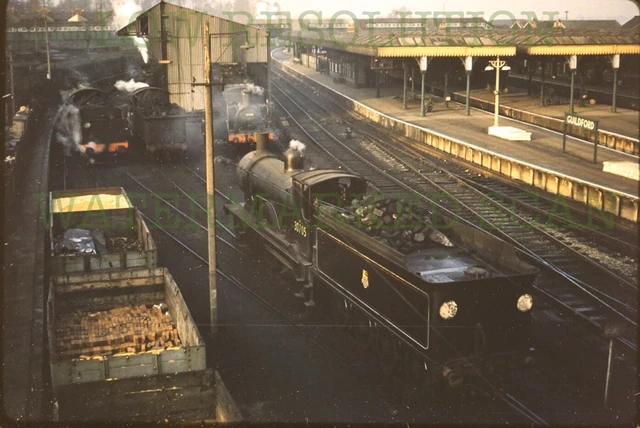 GUILDFORD RAILWAY STATION & Engine Shed 1957 - Kodachrome 35mm OOAK ...