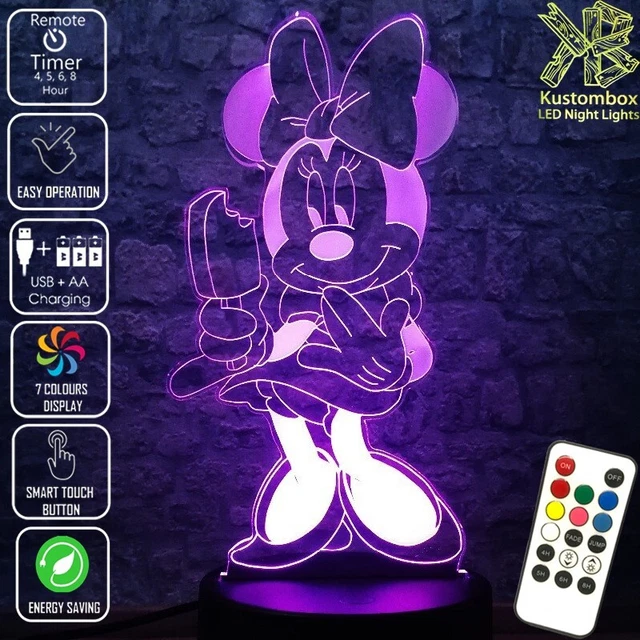 MINNIE MOUSE CUTE Disney 3D Led Battery Usb Night Light 7 Colour's And ...