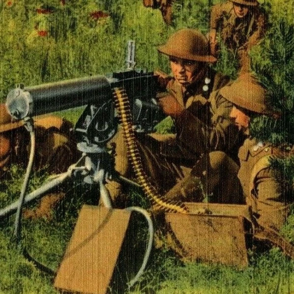 1943 U.S. ARMY Signal Corps Machine Gun Training Linen Postcard Vintage ...