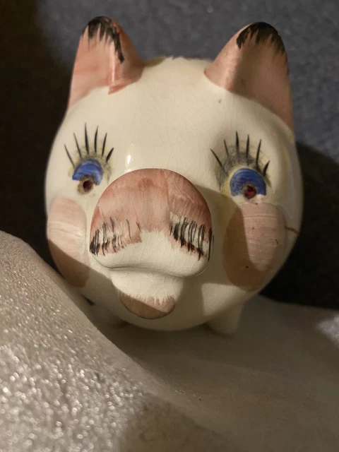 VINTAGE PIGGY BANK. Made by Dendan ware England. Pig with red ...