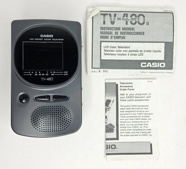 VINTAGE CASIO TV-480 Portable Pocket LCD Color TV Analog Antenna ...
