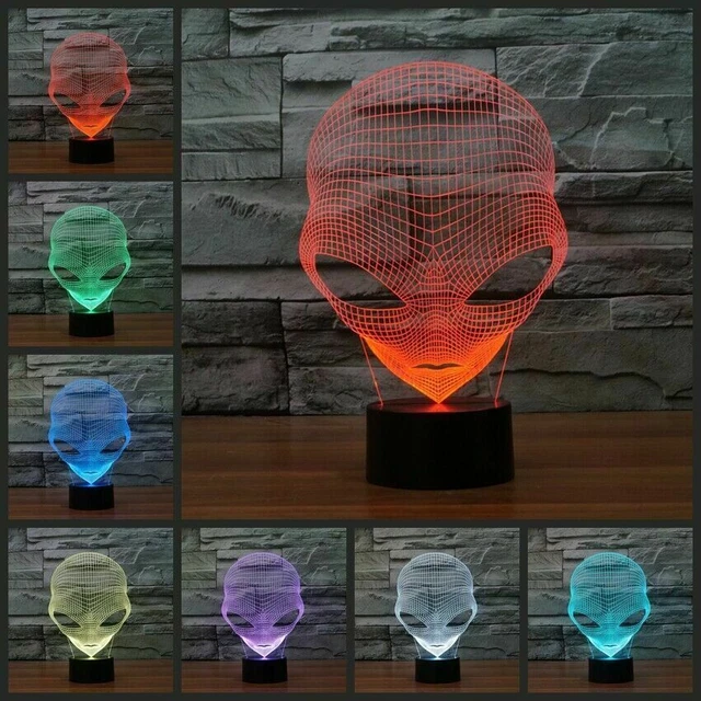 7 COLOR CHANGING UFO 3D ET Martian Alien Led Table Lamp Night Light ...