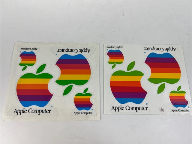 VINTAGE~APPLE COMPUTER~RAINBOW LOGO~DECAL set~Circa 1992 £15.94 ...