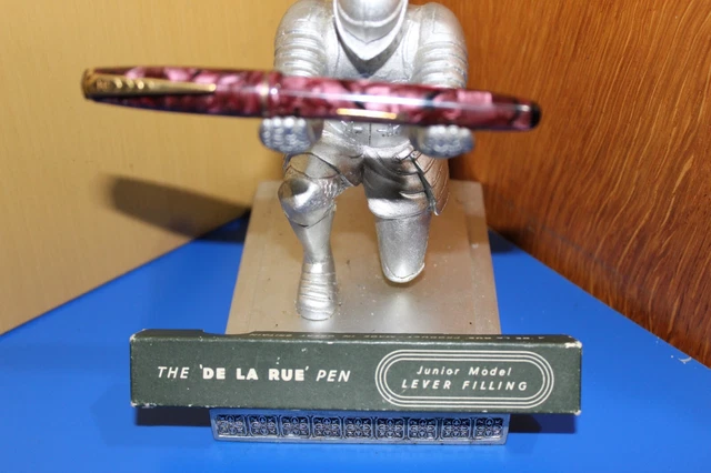 VINTAGE BOXED PINK/MAUVE De la Rue Junior Model Lever Fountain Pen 14ct ...