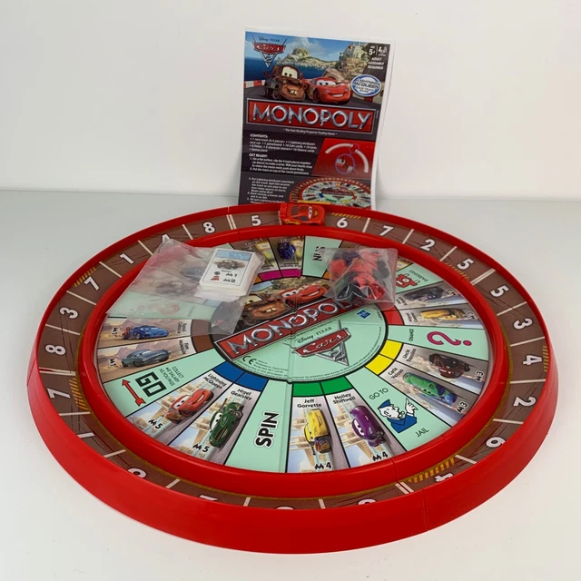DISNEY PIXAR CARS 2 Monopoly Kids Board Game By Hasbro - Complete £12. ...
