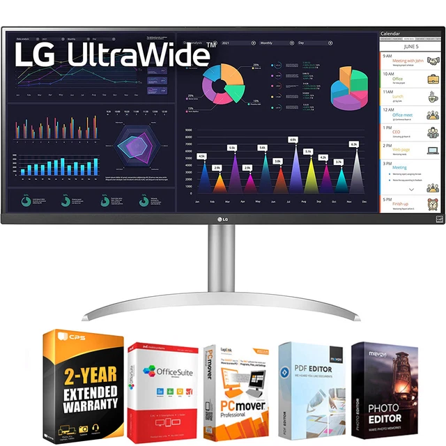 LG 34WQ650-W 34& 21:9 UltraWide Full HD IPS Monitor + 2 Year Protection ...