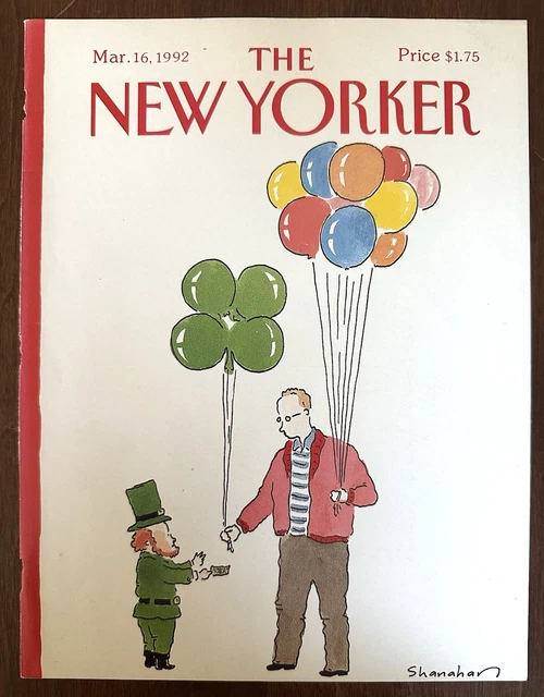 THE NEW YORKER Magazine COVER ONLY March 16 1992 Shanahan St. Patrick's ...