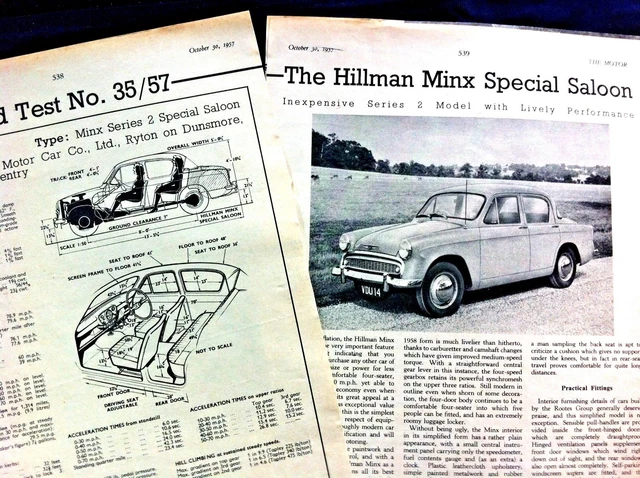 HILLMAN MINX (SERIES II) SPECIAL SALOON-1957-Road Test taken from The ...