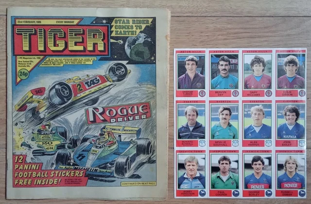 TIGER COMIC WITH FREE GIFT PANINI FOOTBALL 85 UNCUT STICKERS 23rd ...