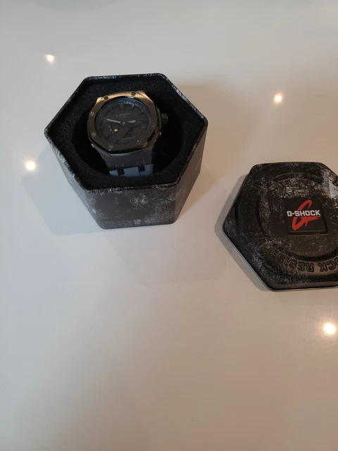 CASIO G-SHOCK GA-2100-1AER - Casioak Mod - Silver Metal grey strap £150 ...