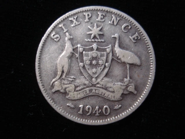 AUSTRALIAN 1940 SIXPENCE Sterling Silver Coin KGVI Birthday Gift ...
