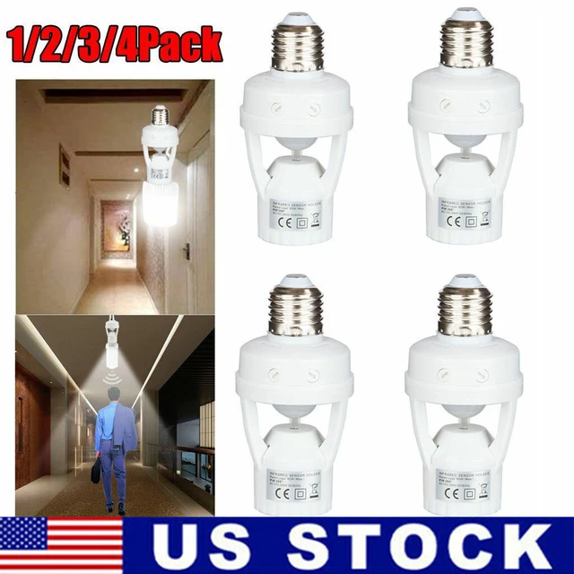 INFRARED PIR MOTION Sensor E27 LED Light Lamp Bulb Holder Socket Switch ...