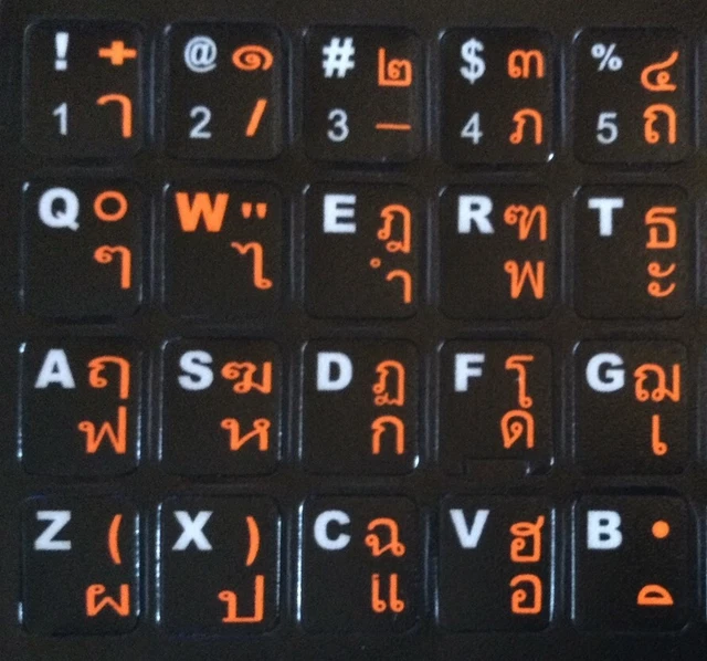 THAI LETTERS KEYBOARD Stickers ( Orange ) + English Aussie Stock Fast ...