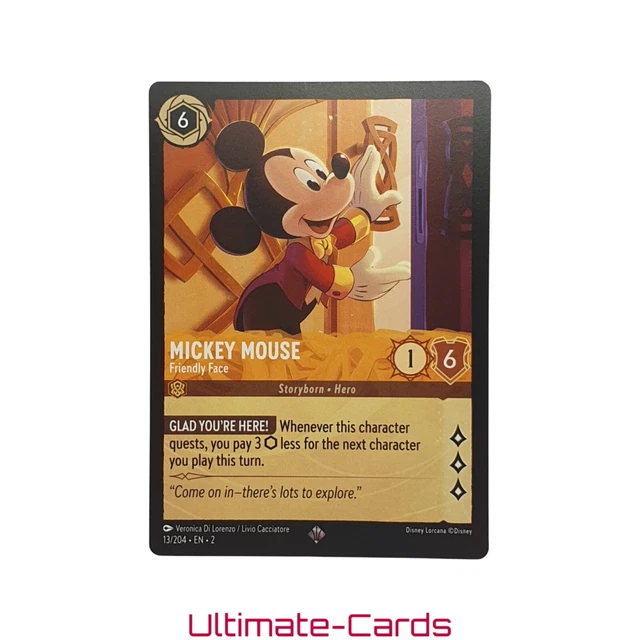 DISNEY LORCANA TCG | Mickey Mouse Friendly Face 13/204 Super Rare | Pas ...