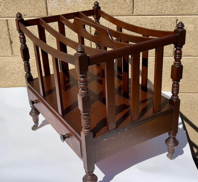 CANTERBURY VTG MUSIC Record Magazine Rack W/Drawer Mahogany Wood Wheels ...