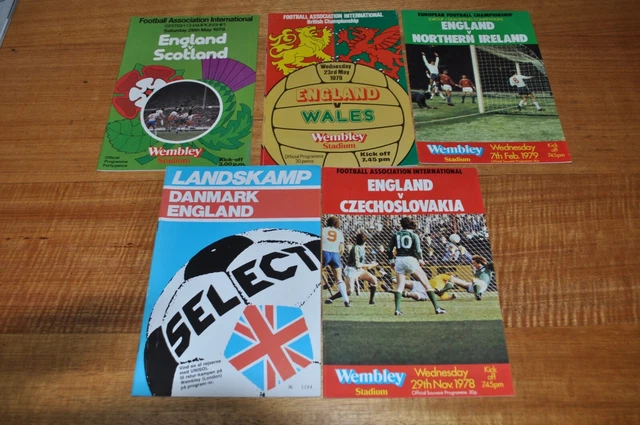 ENGLAND INTERNATIONAL FOOTBALL programmes, 1978-79, Wembley, 6 in total ...