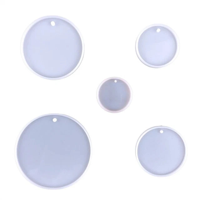 FIVE SIZES ROUND Keychain Silicone Mold with Hole Pendant Handmade Mold ...