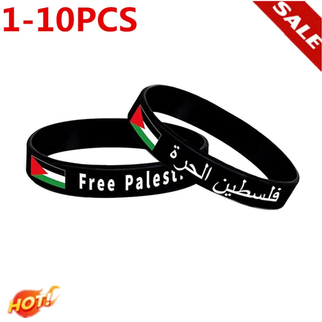 1-10X FREE PALESTINE Silicone Wrist Band Palestine Flag Bracelet ...