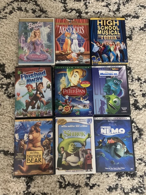 LOT OF 9 dvds - Disney Dreamworks Pixar Kids Movies - Peter Pan Monsters Shrek £14.20 - PicClick UK