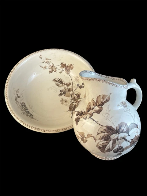 ANTIKES VILLEROY & Boch Dresden Waschset Steingut Lavabo Ca. Um 1880/ ...