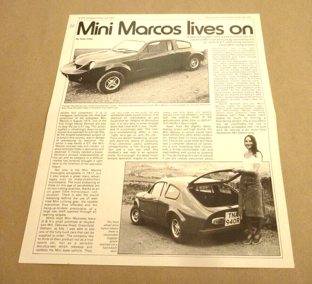 1977 AUSTIN MINI MARCOS Catalogue Brochure Folder Prospekt Dépliant Pub ...
