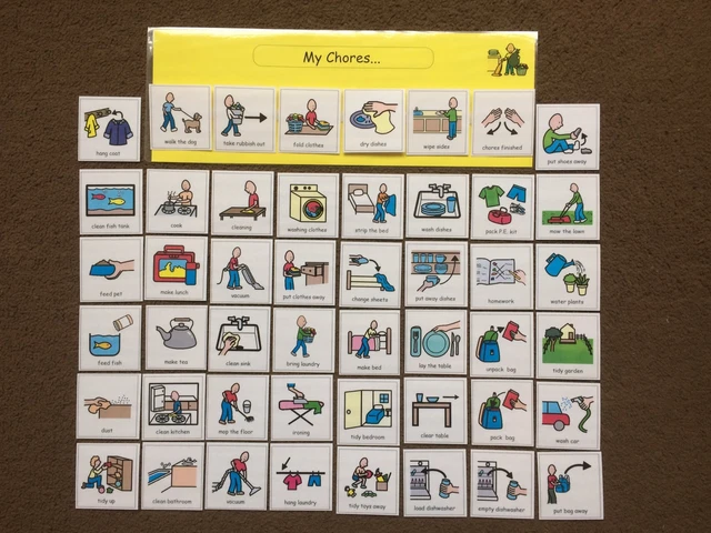 PECS BOARDMAKER AUTISM Chore and Housework Schedule & 48 cards for ASD ...