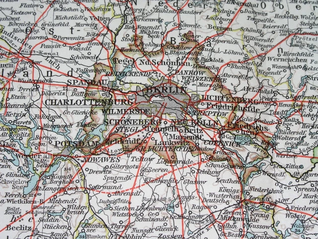 1930 ORIGINAL VINTAGE Map Of Brandenburg Berlin Map On Reverse Side ...