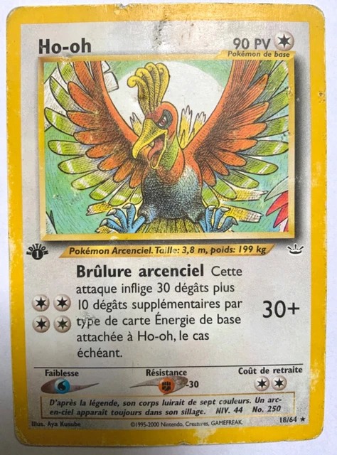 CARTE POKÉMON RARE Ho-oh 18/64 édition 1 Neo Revelation Wizards EUR 59,90 - PicClick FR