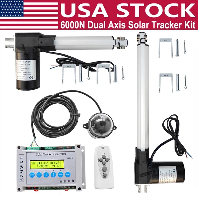 COMPLETE DUAL AXIS Solar Panel Tracker 6000N 12V Electronic Sun Track ...