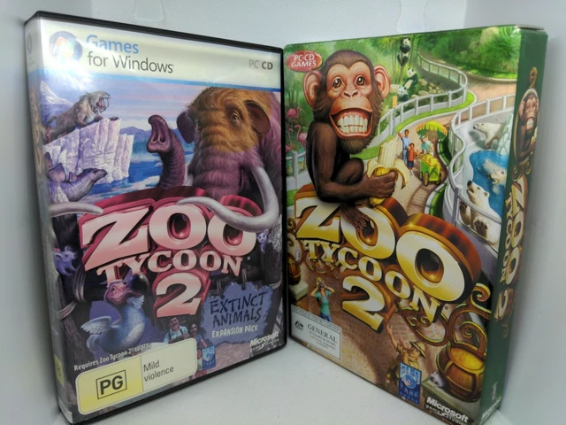 ZOO TYCOON 2 + Extinct Animals Expansion Pack Microsoft PC CD-Ron Game ...