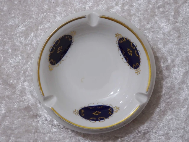 DDR DESIGN AELTESTE Volkstedt Porzellan Aschenbecher Echt Kobalt ...