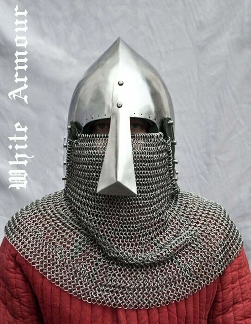 CUSTOM VIKING HELMET 18 Gauge Steel Tournament Bascinet Helmet With ...