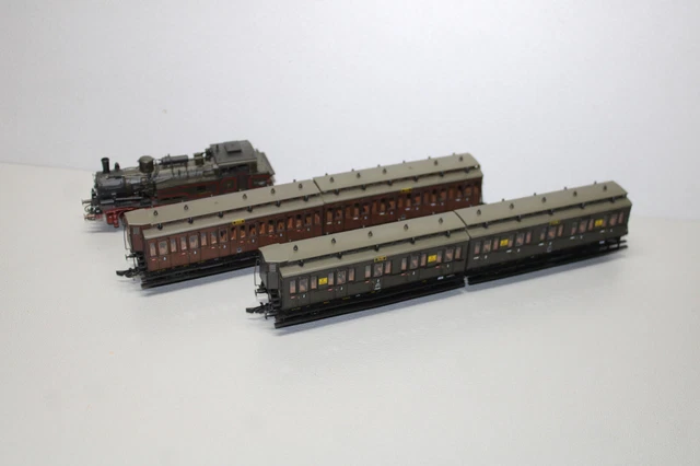 ROCO 43026 ZUG-SET mit Dampflok T12 KPEV und 4 Personenwagen Spur H0 ...