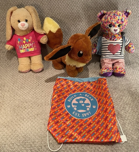 BUILD A BEAR Bundle-Happy Birthday / Pokemon Eevee / Rainbow Confetti ...