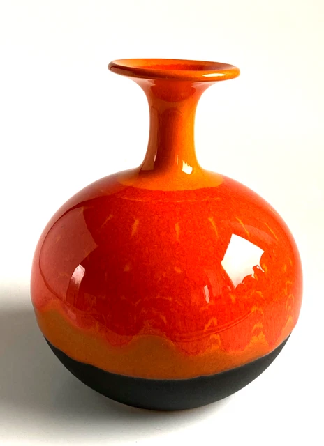HUTSCHENREUTHER VASE 70ER Jahre PopArt, Renee Neue, orange, Höhe 15,5 ...