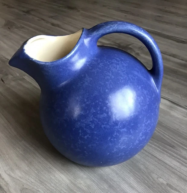 VINTAGE 1930S RED Wing RumRill Pitcher 547 Blue Stippled with Ice Lip ...