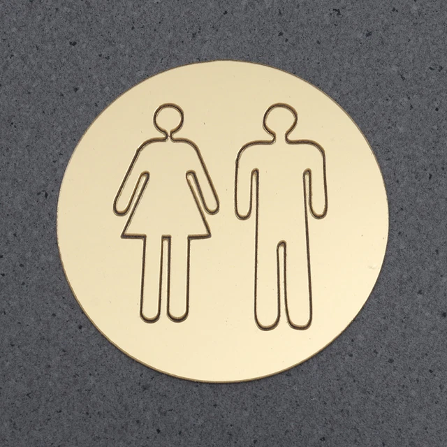 REMOVABLE 3D MIRROR Public Toilet Restroom Sign Men Women Wall Art ...