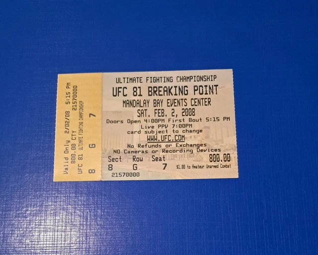BROCK LESNAR UFC Debut Ticket - UFC 81 Breaking Point Ticket - February ...