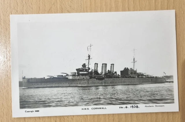 ORIGINAL WW2 ERA Photo Royal Navy Battleship HMS CORNWALL in 1938 ...