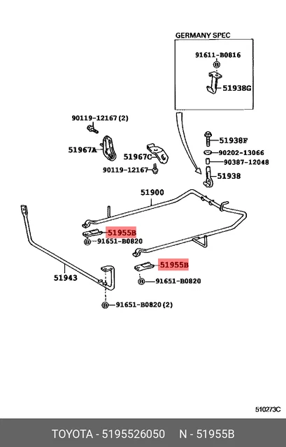 GENUINE OE HINGE, spare wheel carrier, no.1, 5195526050 for TOYOTA ...