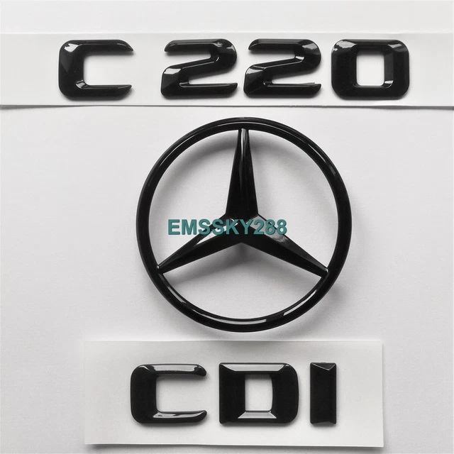 GLOSS BLACK MERCEDES C Class W204 C204 C220 Cdi Saloon Coupe Rear Star ...