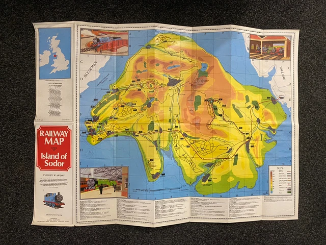 THOMAS THE TANK Engine Island Of Sodor Map 1983 Edition Very Scarce £49 ...