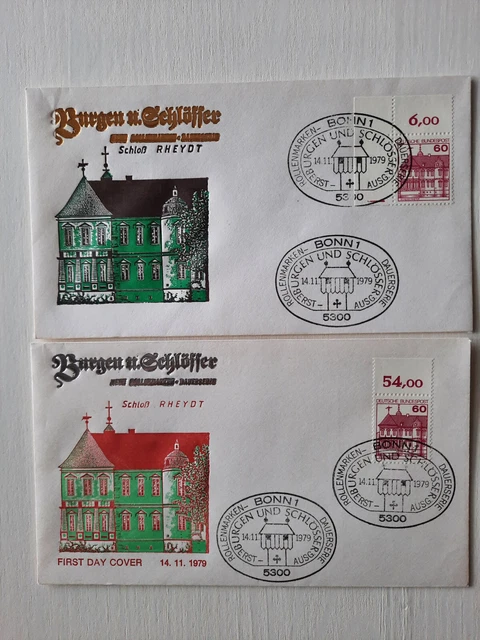 BURGEN UND SCHLÖSSER, Bund Mi 1028, Erstagsbriefe m. Bogenmarken auf ...