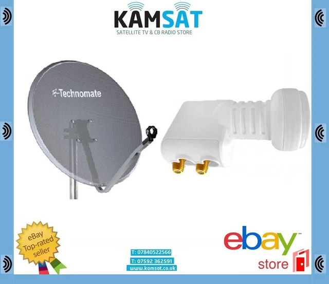 80CM TECHNOMATE MESH Satellite Dish Kit with Wall Mount + 0.1db Twin ...