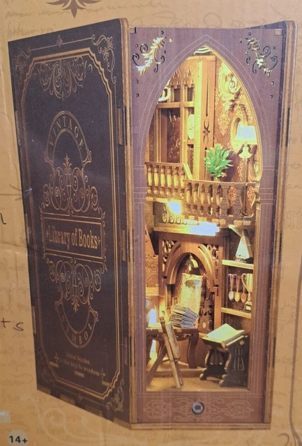 DIY BOOK NOOK End Kit Library of Books Miniature Dollhouse LED Lights ...