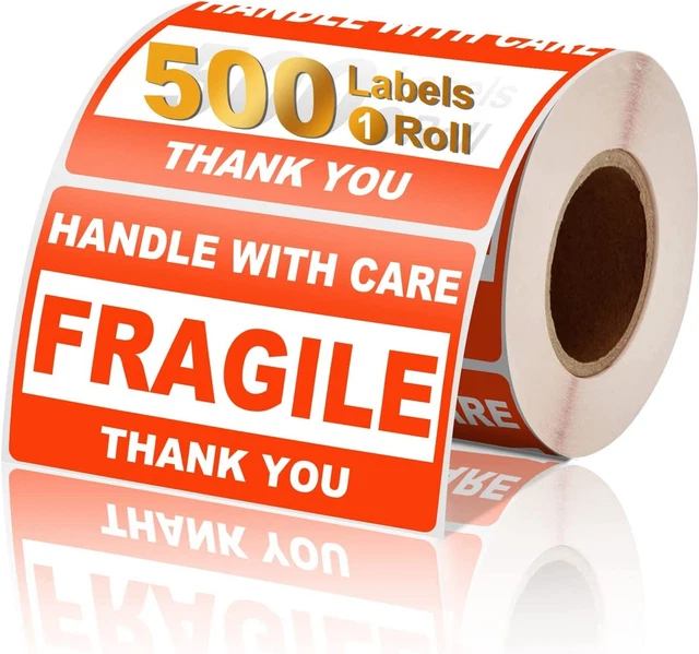 Fragile Stickers 1 Roll 500 2x3 Fragile Label Sticker Handle With Care