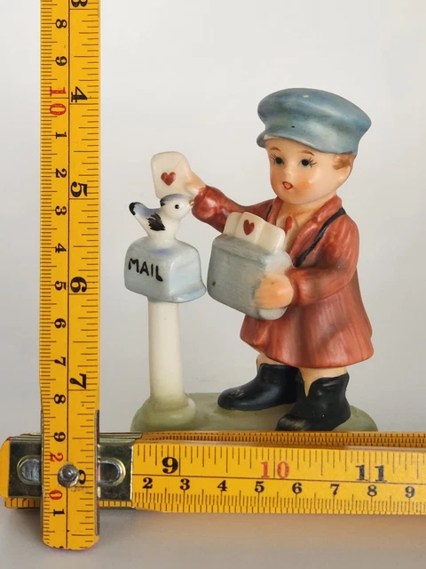 BOY POSTMAN POSTAL bag letter mailbox blue peaked cap red overcoat ...