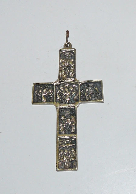 CROIX ANCIENNE EN bronze du 19e siècle scènes bibliques - Objet ...